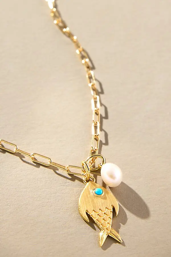 HART Fish Charm Pearl Necklace