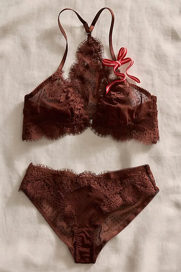 Free People Fiona Front-close Bralette - Mink Combo