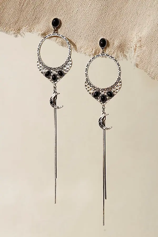 Free People Sky City Dangle Earrings - Black/silver