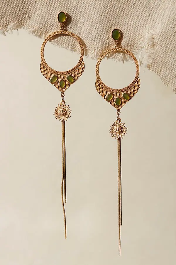 Free People Sky City Dangle Earrings - Jade/gold