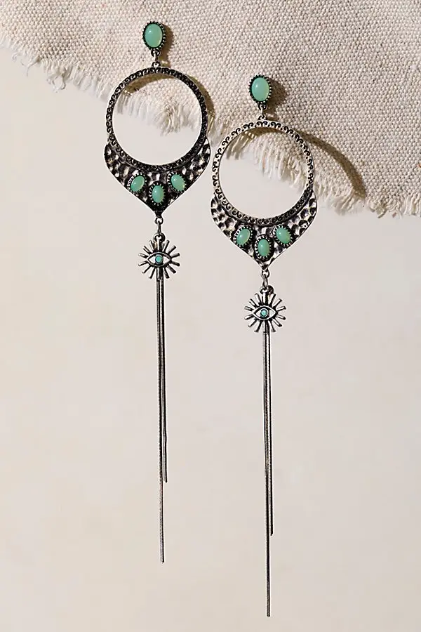 Free People Sky City Dangle Earrings - Silver/amazonite