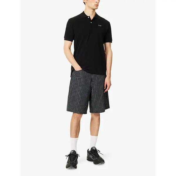 Play Comme Des Garcon Logo-patch Short-sleeve Cotton Polo Shirt - Black