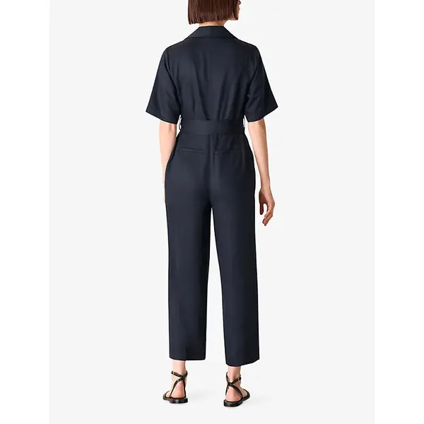 Whistles Button-front Wide-leg Woven Jumpsuit