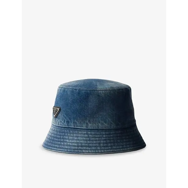 Prada Vintage-wash Denim Bucket Hat - Blue