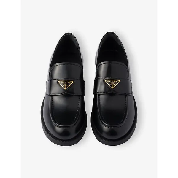 Prada Brushed Leather Loafers - Black