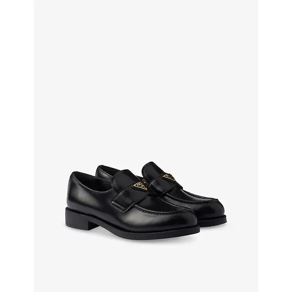 Prada Brushed Leather Loafers - Black