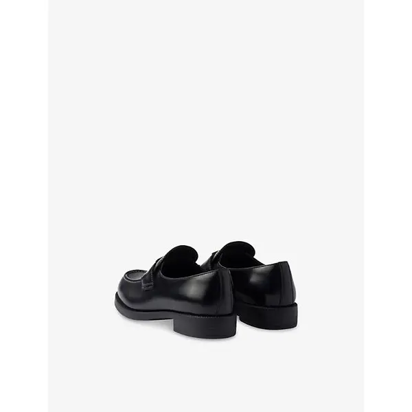 Prada Brushed Leather Loafers - Black