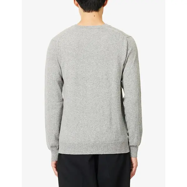 Play Comme Des Garcon Logo-patch Long-sleeve Wool Sweater - Light Grey