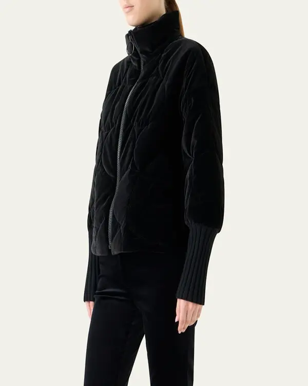 Akris Dot Quilted Velvet Jacket