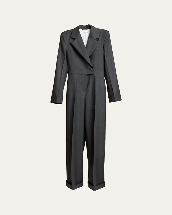 Givenchy Tuxedo Wool Jumpsuit - Grey Mix