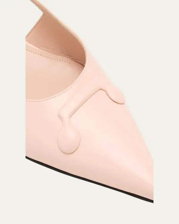 Marni Trunkaroo Leather Slingback Ballerina Flats - White
