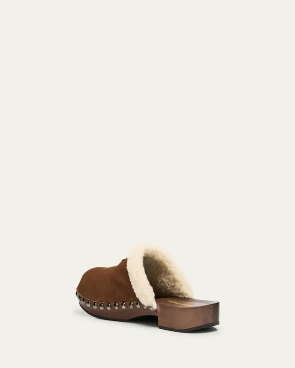 Miu Miu Suede Shearling-lined Clogs