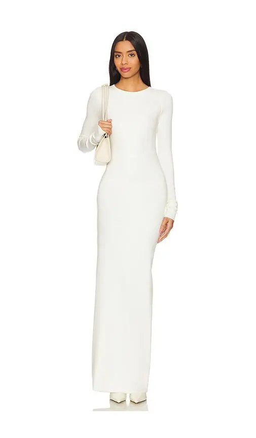 Eterne Long Sleeve Crewneck Maxi Dress - Cream