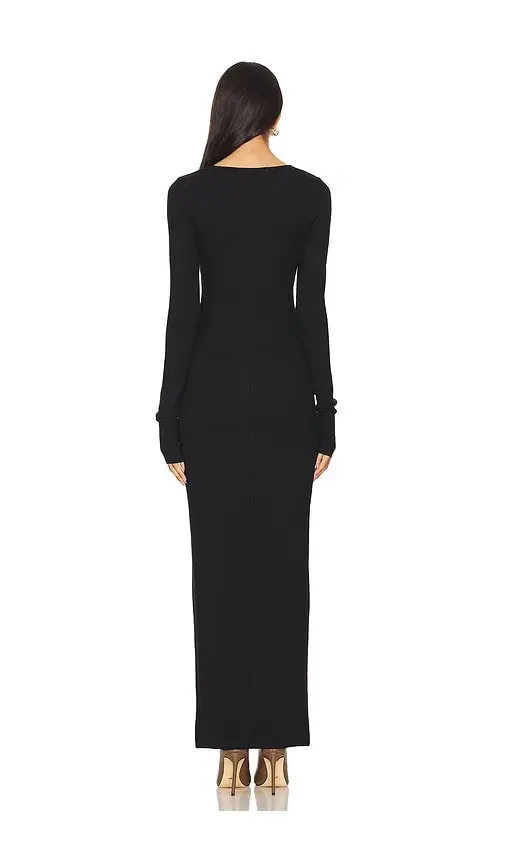 Eterne Long Sleeve Crewneck Maxi Dress - Black