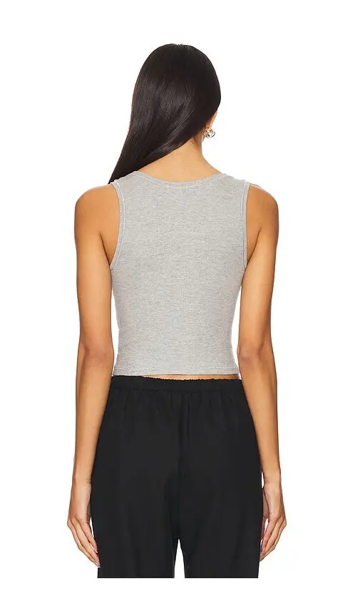 Eterne Square Neck Ribbed Knit Tank Top - Grey