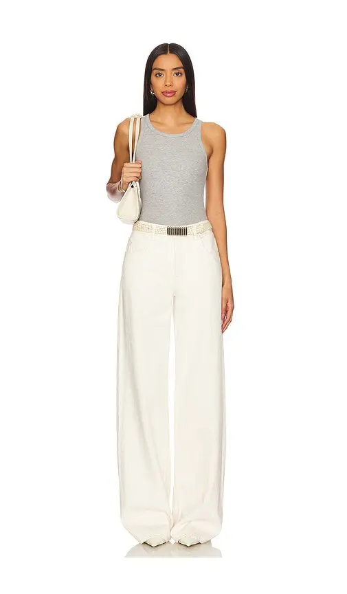 Eterne High Neck Fitted Tank Top - Grey