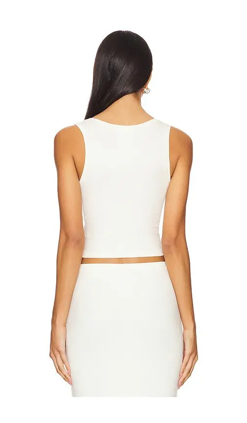 Eterne Square Neck Ribbed Knit Tank Top - Cream