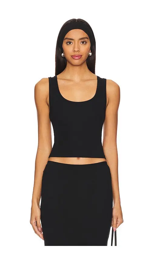 Eterne Square Neck Ribbed Knit Tank Top