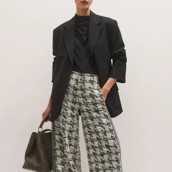 ME+EM Travel Tweed Wide-leg Trousers