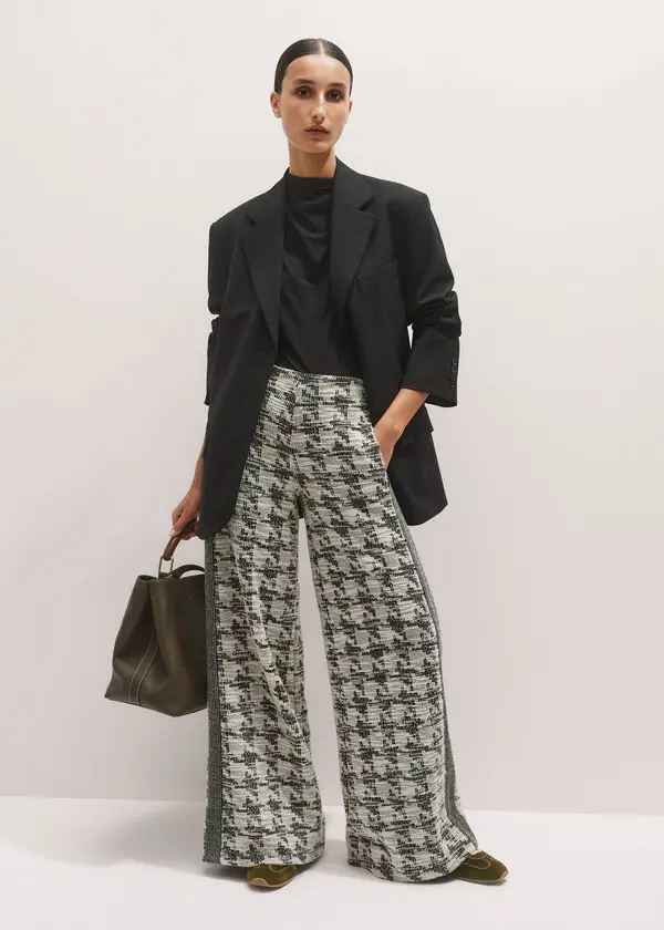 ME+EM Travel Tweed Wide-leg Trousers