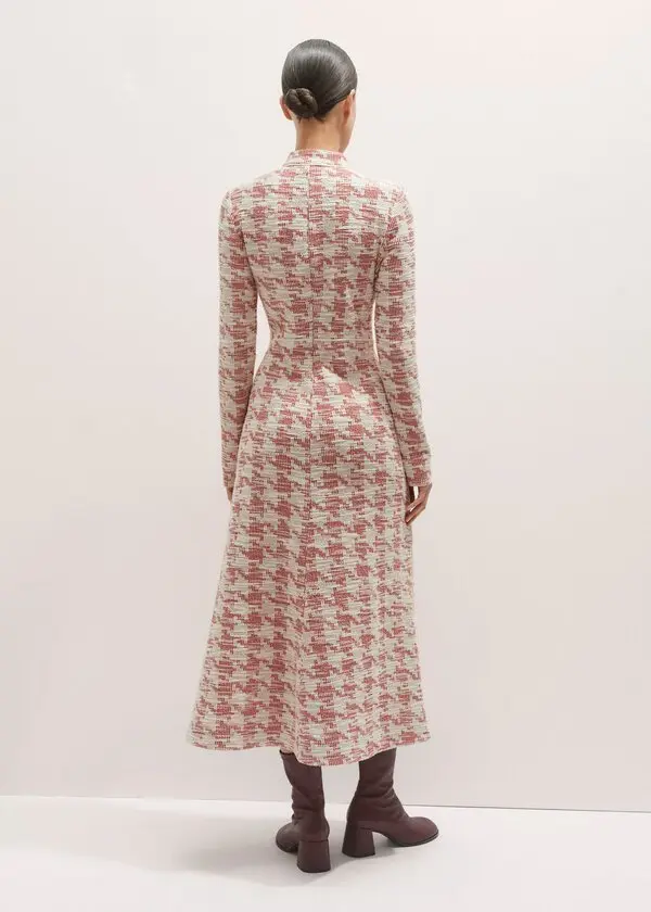 ME+EM Travel Tweed Midi Dress - Red/ivory