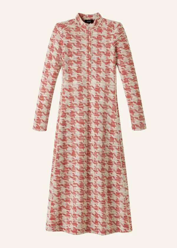 ME+EM Travel Tweed Midi Dress - Red/ivory