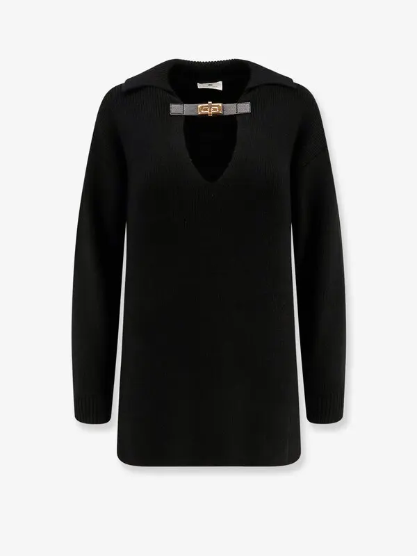 Elisabetta Franchi Ribbed Wool Blend Sweater