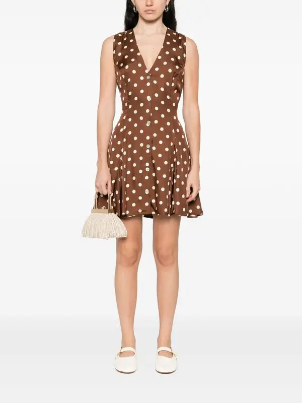DôEn Aubrey Polka-Dot Dress - Brown