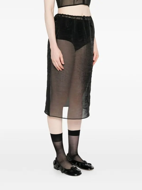 Cecilie Bahnsen Bambi Velvet-Embellished Sheer Skirt Black - Main Image