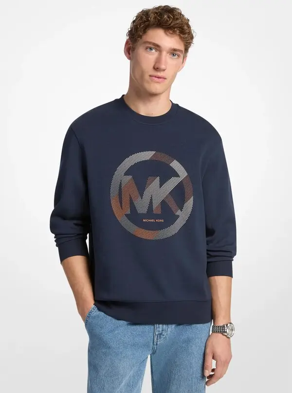 Michael Kors Graphic Logo Cotton Blend Crewneck Sweatshirt - Blue