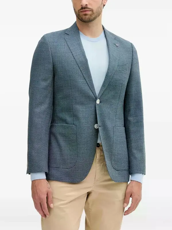BOSS Janson Checked Single-breasted Blazer - Blue
