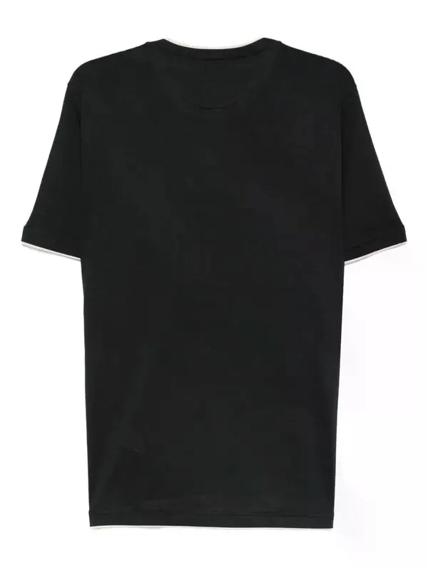 Eleventy Crew-neck Layered Cotton T-shirt - Black