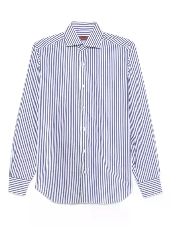 BARBA NAPOLI Striped Cotton Shirt - Blue