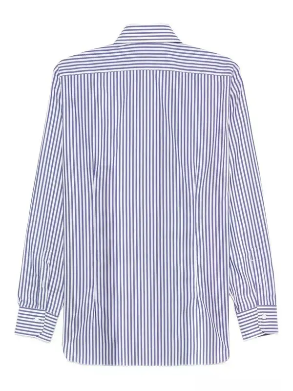 BARBA NAPOLI Striped Cotton Shirt - Blue