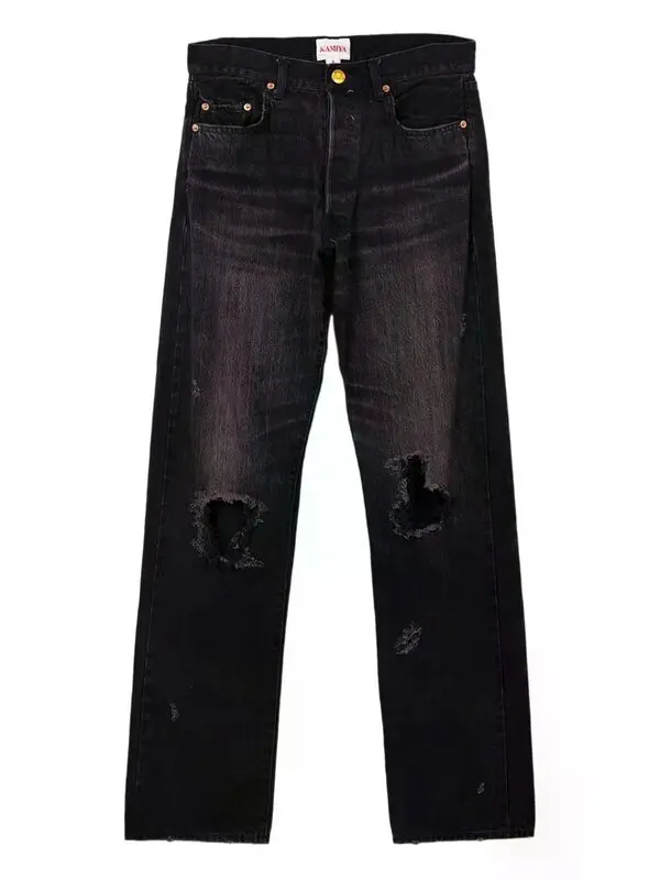 KAMIYA Distressed Straight-leg Jeans