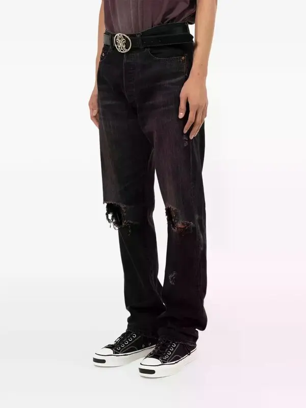 KAMIYA Distressed Straight-leg Jeans