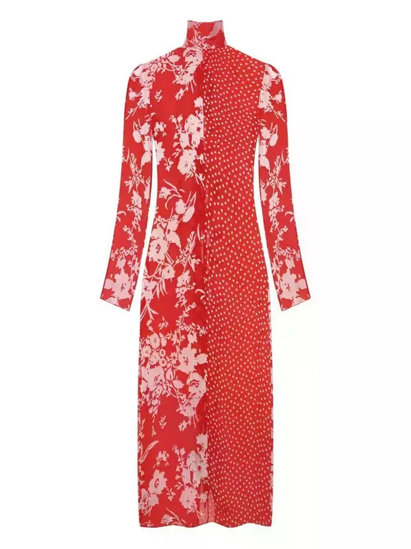 MARINE SERRE Maxi Dress With Floral And Polka Dot Print