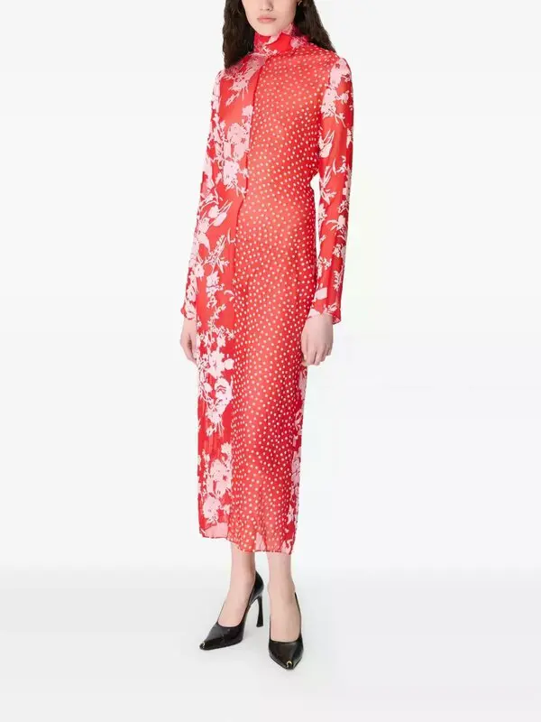MARINE SERRE Maxi Dress With Floral And Polka Dot Print