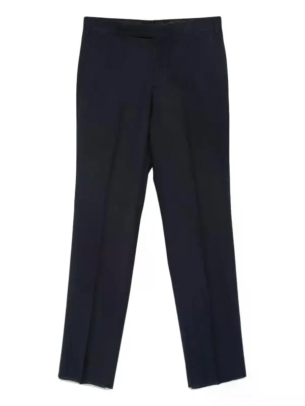 LARDINI Wool Straight-leg Trousers - Blue