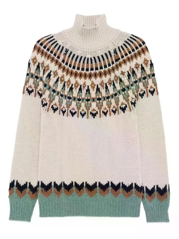 DONDUP Fair-isle Turtleneck Sweater - Neutrals