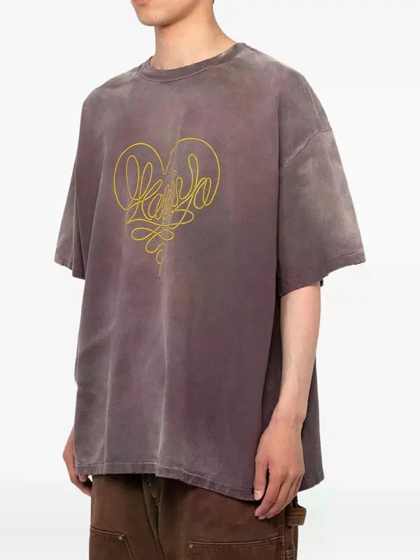 KAMIYA Embroidered-heart Cotton T-shirt
