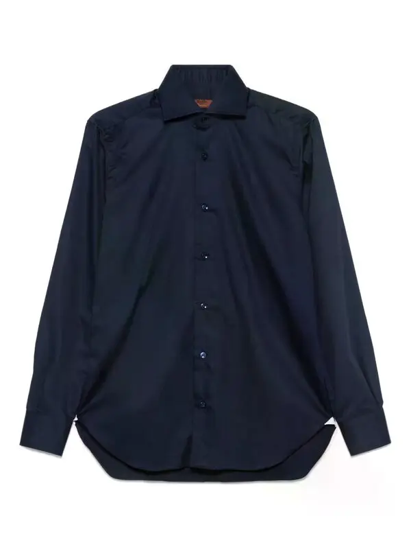 BARBA NAPOLI Long-sleeve Cotton Shirt - Blue