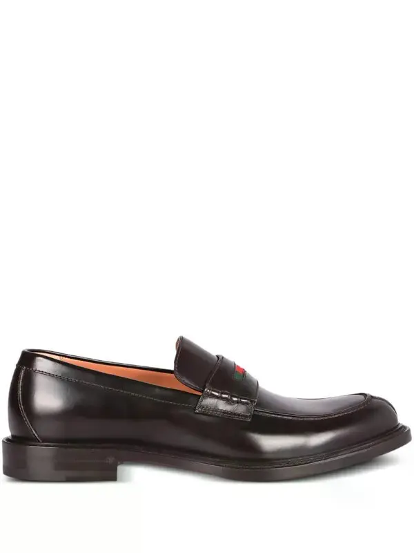 Gucci Web-stripe Leather Loafers