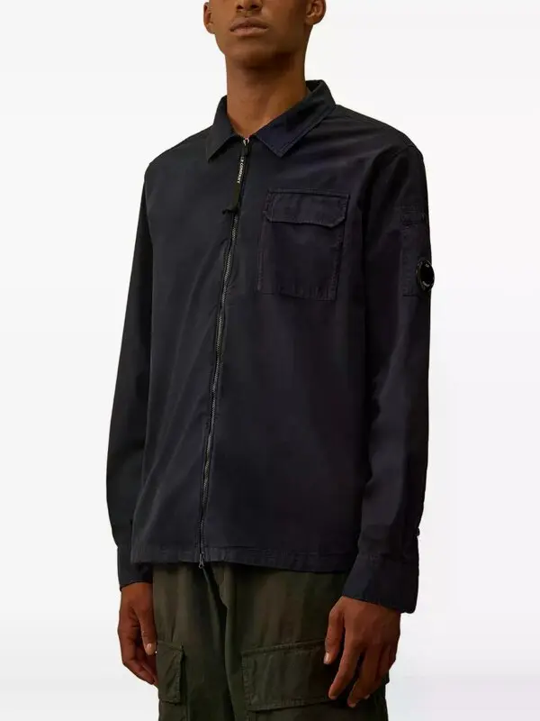 C.P. COMPANY Organic Gabardine Zipped Lens Overshirt - Black