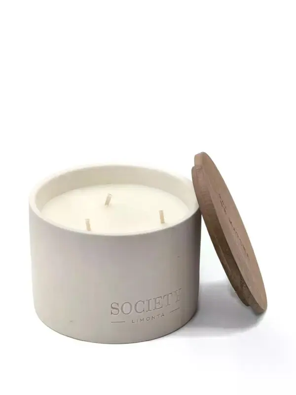 SOCIETY LIMONTA Te' Matcha Three-wick Wooden-lid Candle - White