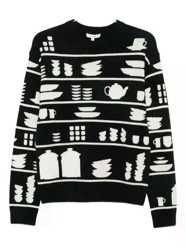 JW Anderson Tableware-pattern Crew-neck Sweater - Black