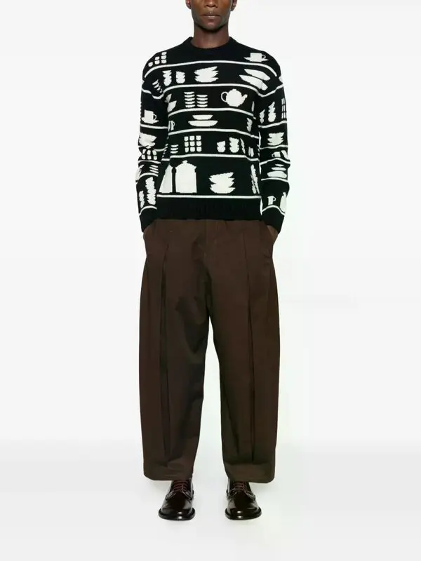 JW Anderson Tableware-pattern Crew-neck Sweater - Black