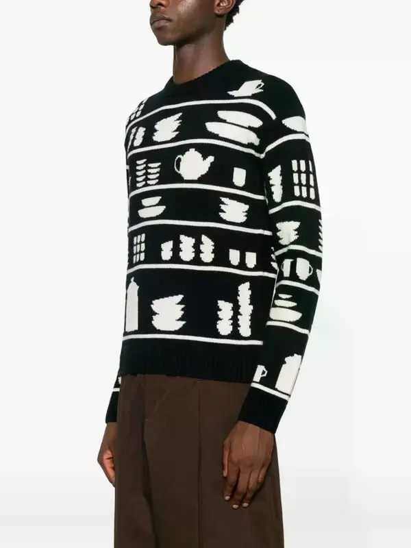 JW Anderson Tableware-pattern Crew-neck Sweater - Black