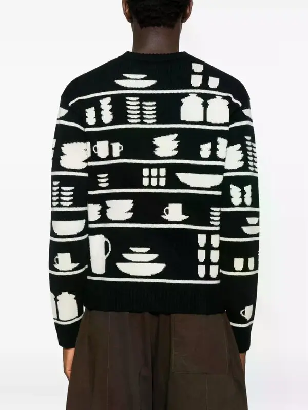JW Anderson Tableware-pattern Crew-neck Sweater - Black