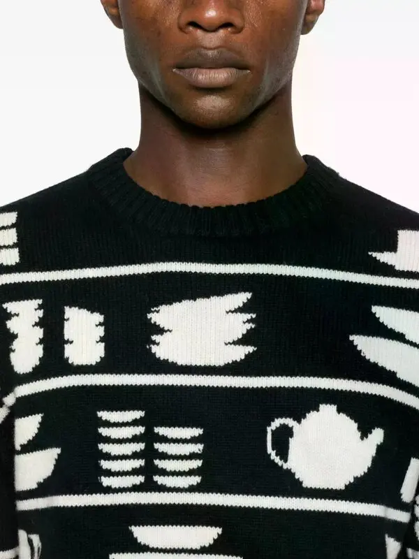 JW Anderson Tableware-pattern Crew-neck Sweater - Black